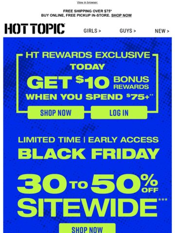 Email Inspiration from Hot Topic Black Friday - Email Love