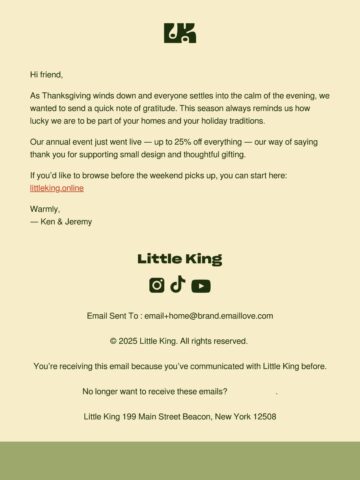 Email Inspiration from Ken & Jeremy at Little King - Email Love