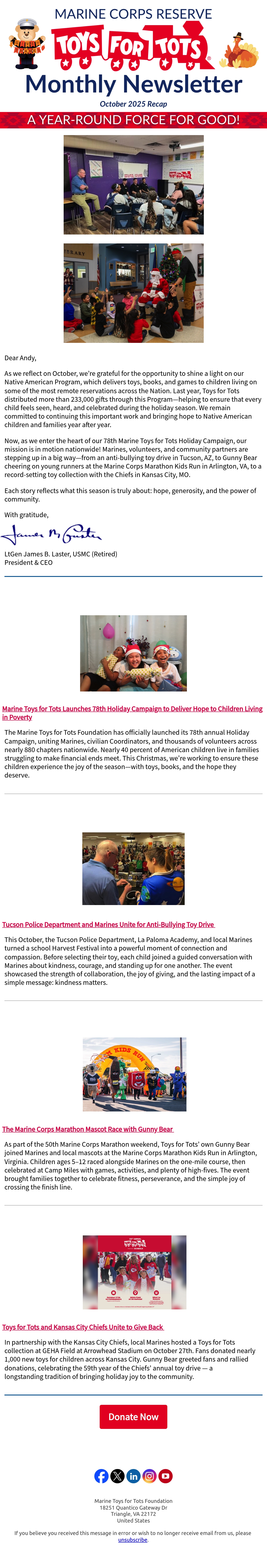 Email Inspiration from Lieutenant General James Laster, Marine Toys for ...