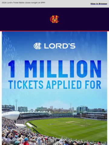 Email Inspiration from Lord's Ticketing - Email Love