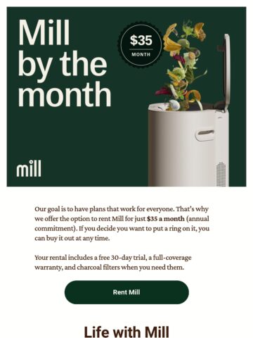 Email Inspiration from Mill - Email Love
