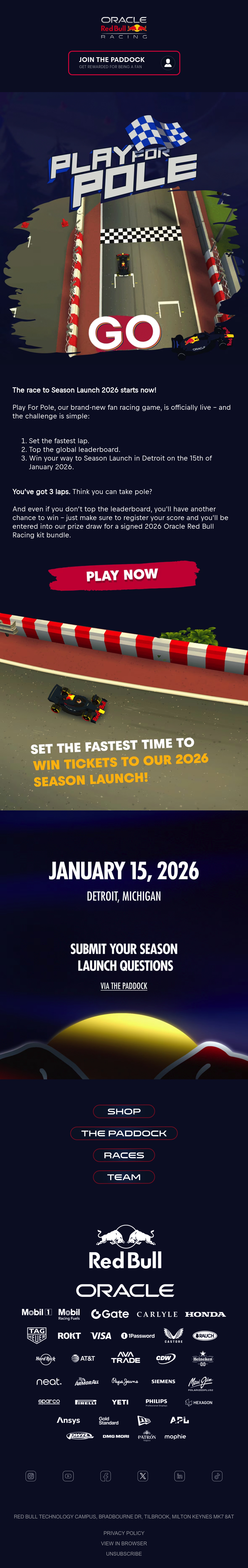 Email Inspiration from Oracle Red Bull Racing - Email Love