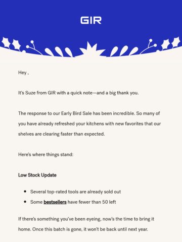 Email Inspiration from Suze from GIR - Email Love