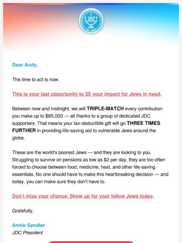 Email Inspiration from Annie Sandler, JDC - Email Love