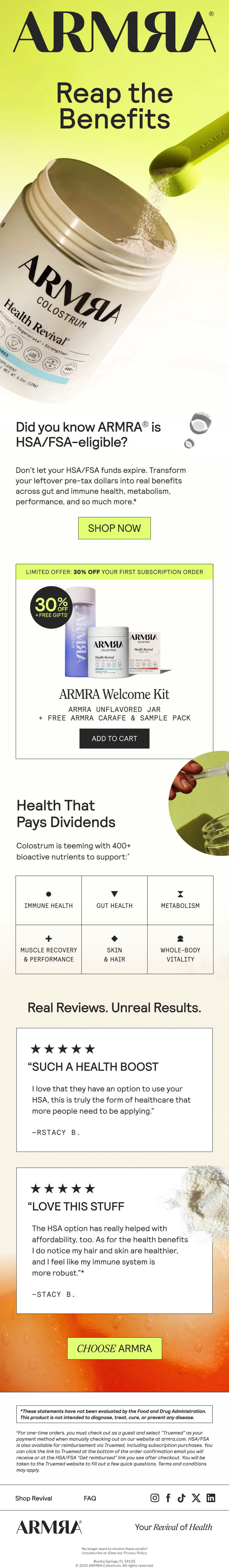 Email Inspiration from ARMRA Colostrum - Email Love