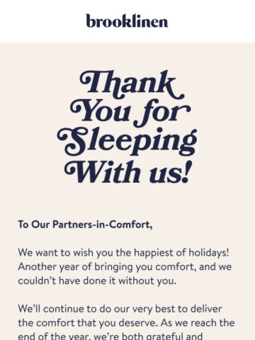 Email Inspiration from Brooklinen - Email Love