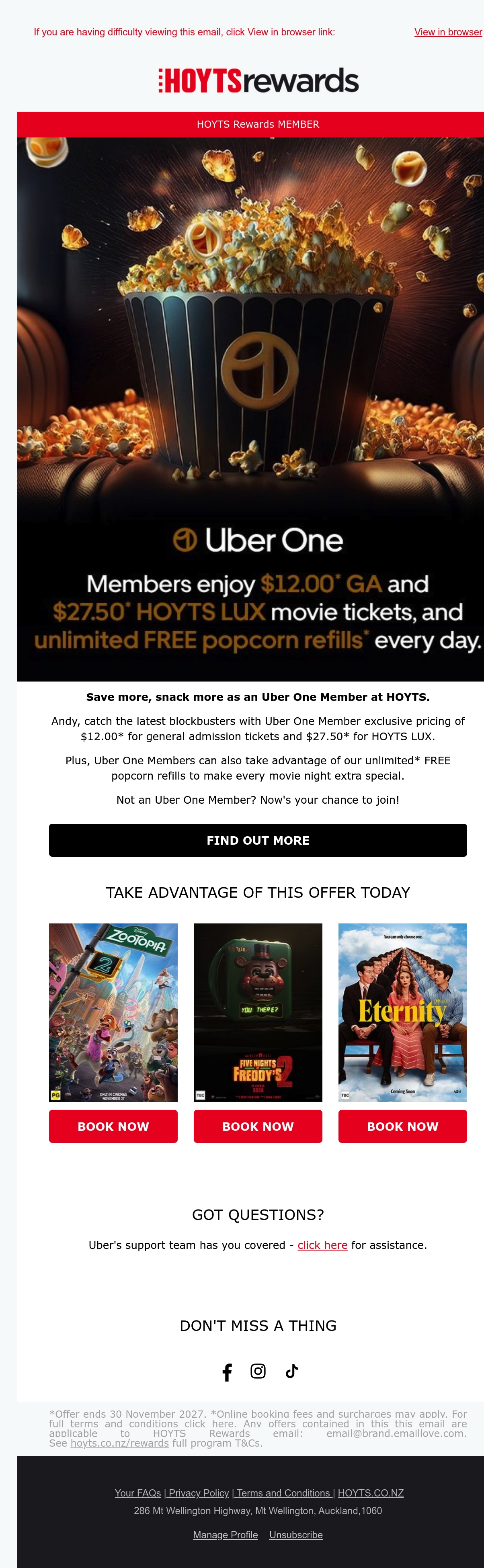 Email Inspiration from HOYTS Rewards - Email Love