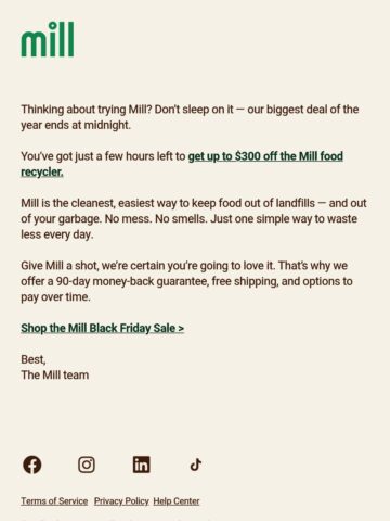 Email Inspiration from Mill - Email Love