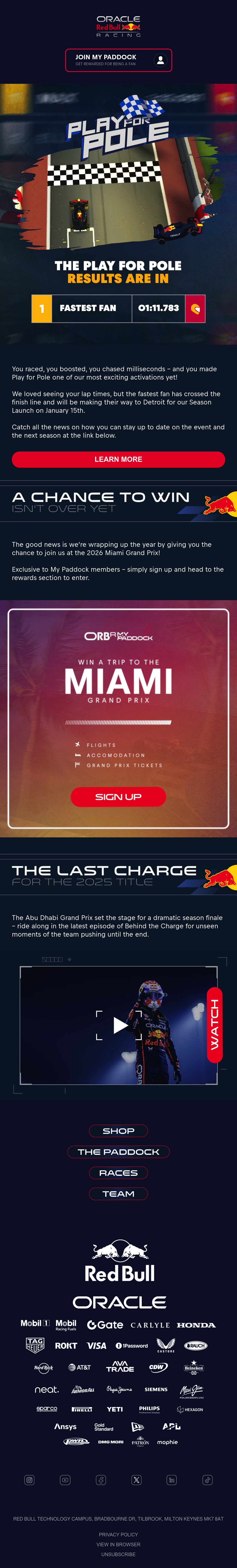 Email Inspiration from Oracle Red Bull Racing - Email Love