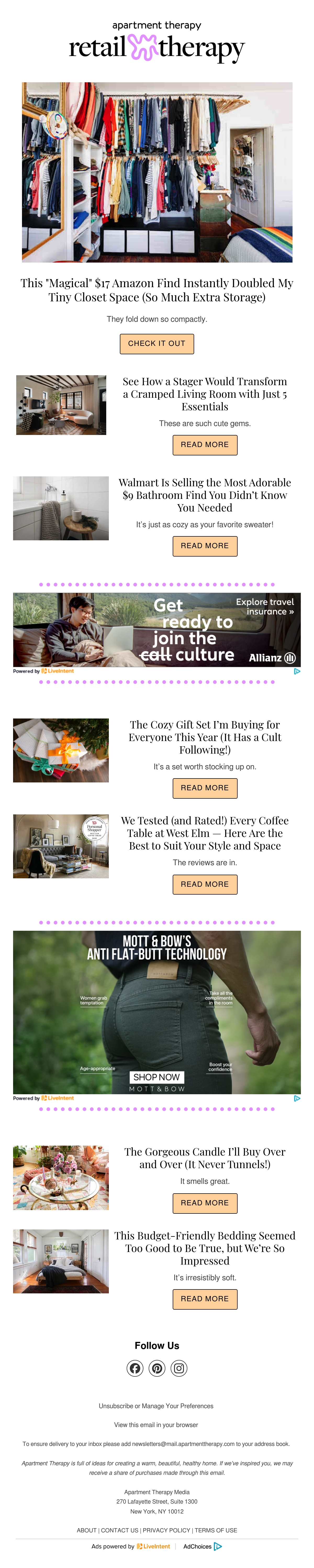 Email Inspiration from Retail Therapy by Apartment Therapy - Email Love