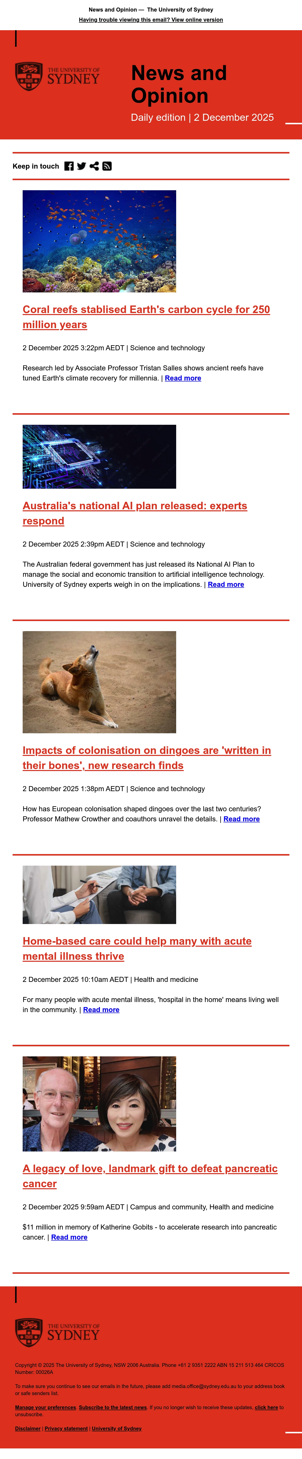 Email Inspiration from University of Sydney Media Office - Email Love
