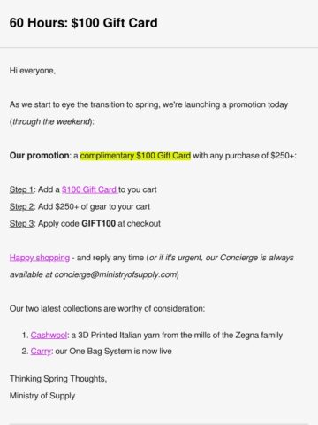 Email Inspiration from Ministry of Supply - Email Love