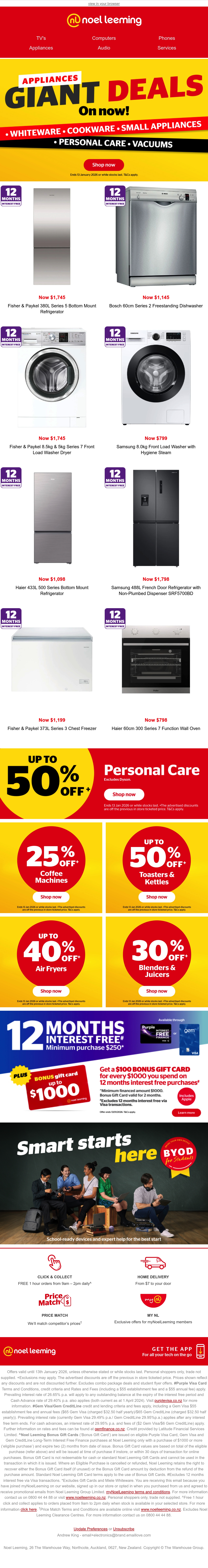 Email Inspiration from Noel Leeming - Email Love