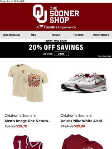 Email Inspiration from Oklahoma Sooners Official Store - Email Love