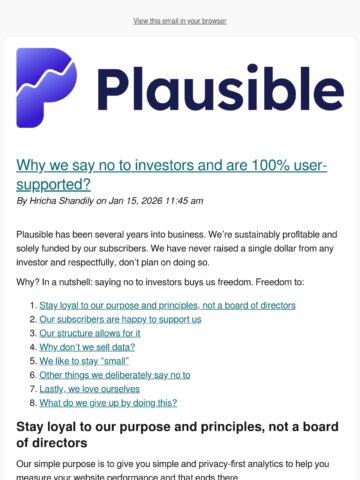 Email Inspiration from Plausible Analytics - Email Love