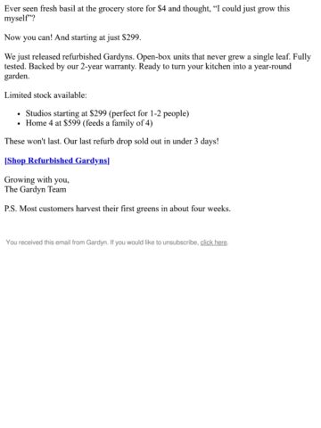 Email Inspiration from Sarah at Gardyn - Email Love