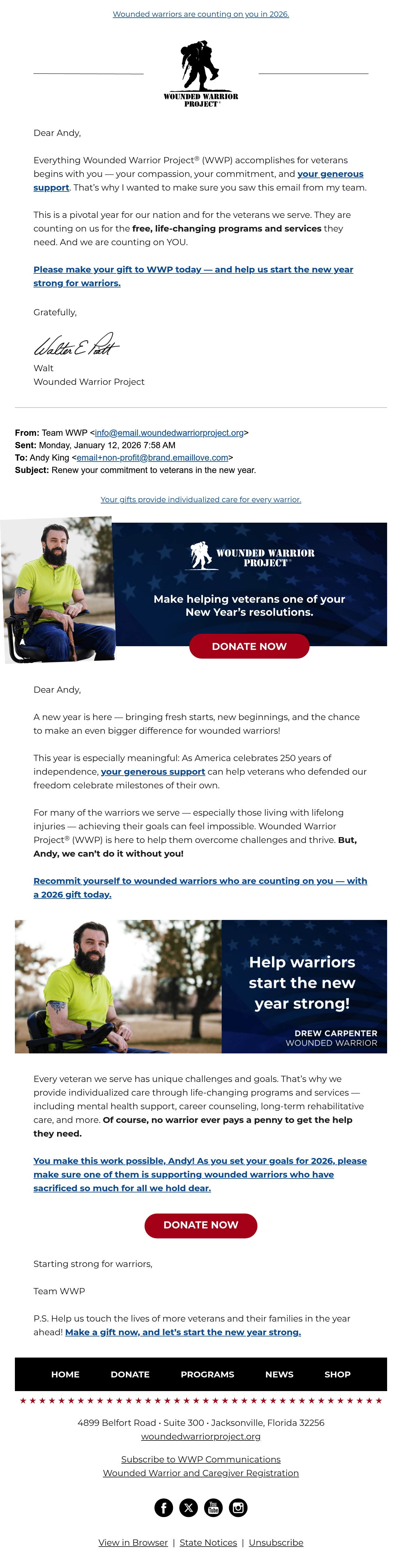 Email Inspiration from Wounded Warrior Project - Email Love