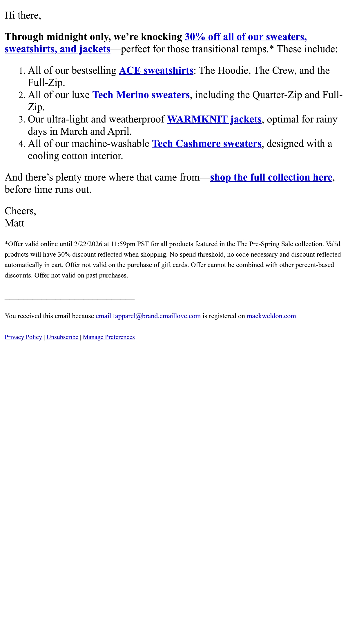 Email Inspiration from Matt from Mack Weldon - Email Love